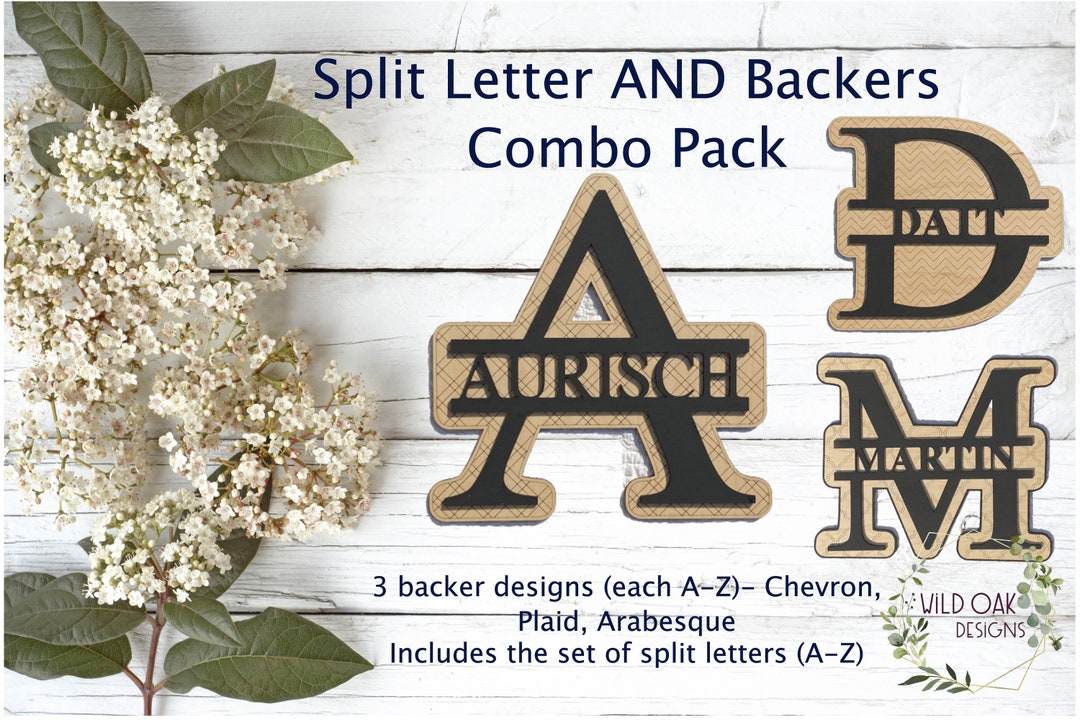 Combo Pack 3 Designs A-Z of Split Letter Sign Backers PLUS Split ...
