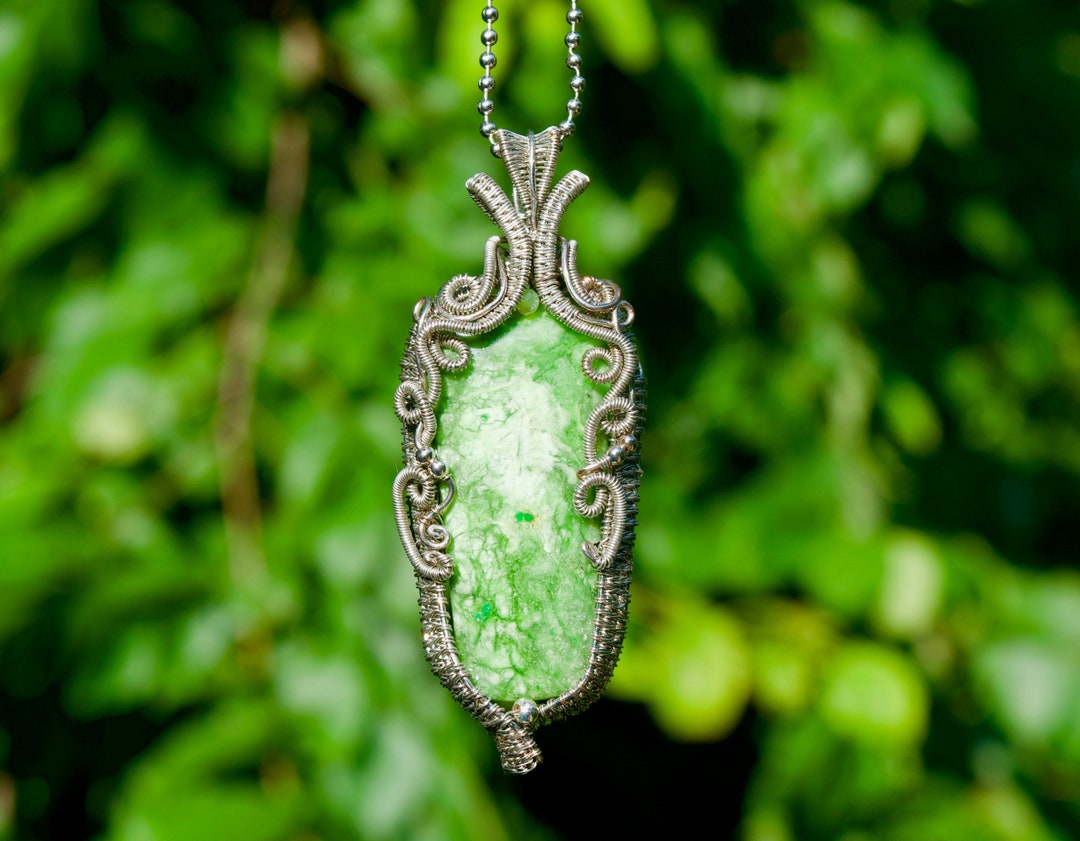 Verdite Wire Wrapped Necklace | African Green Stone - Etsy