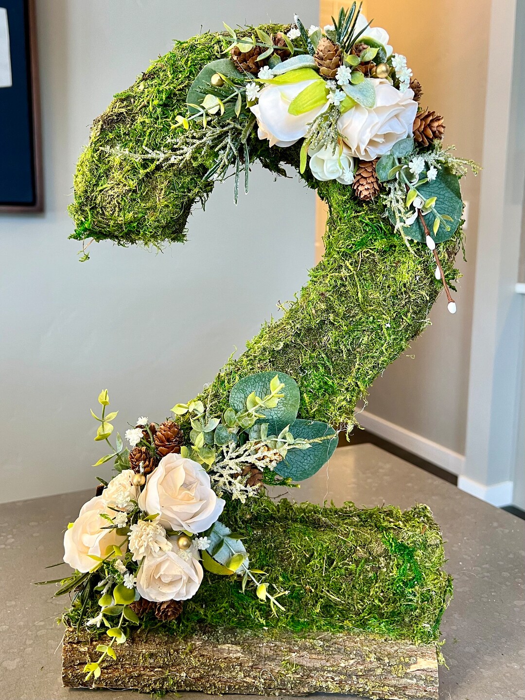 Mossed Flower Number on Tree Stump 18” - Etsy