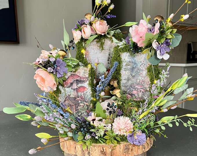 XL Lighted Enchanted Forest / Fairy Tale / Mushroom Spring Centerpiece ...