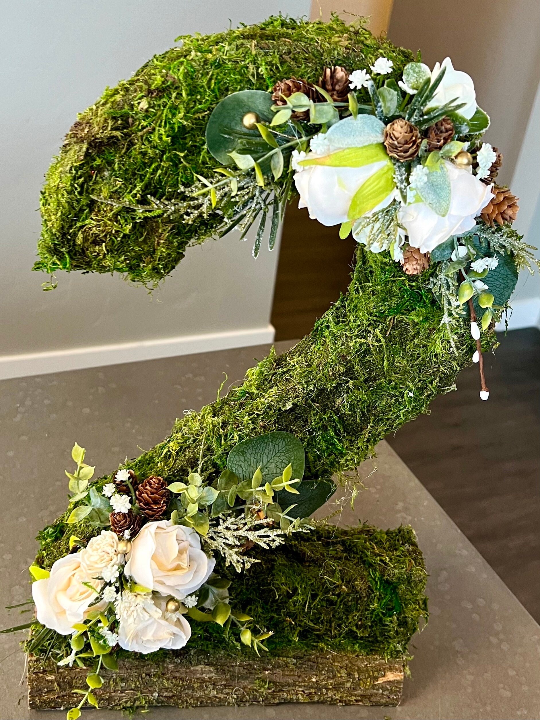 Mossed Flower Number on Tree Stump 18” - Etsy