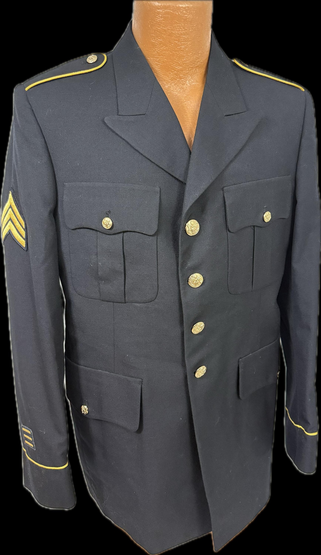 US Army ASU Dress Blues Coat / Jacket 40L With SGT E-5 Stripes - Etsy