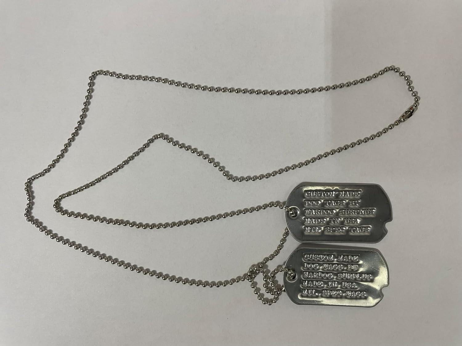 WW2 / Vietnam Era Notched Military Personalized Dog Tag Set (2 ...