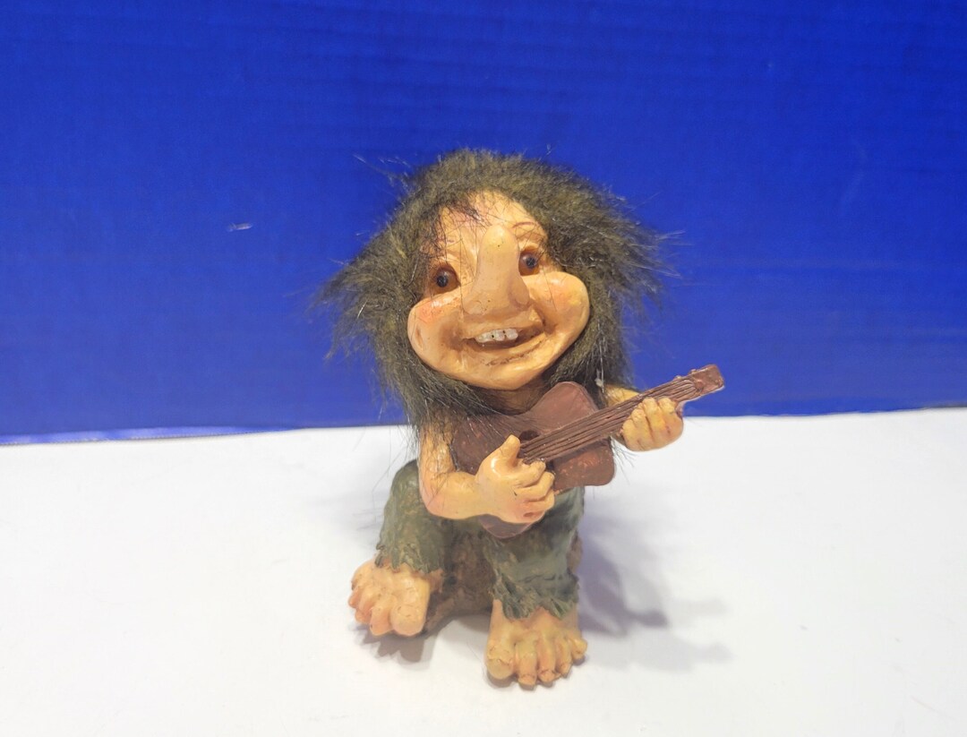 Vintage Norwegian Troll Doll Playing Guitar - Etsy