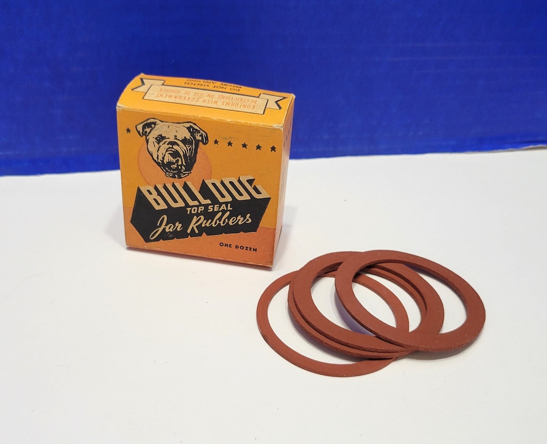 Vintage Bulldog Topseal Rubber Jar Rings in Box With 6 Rings for ...