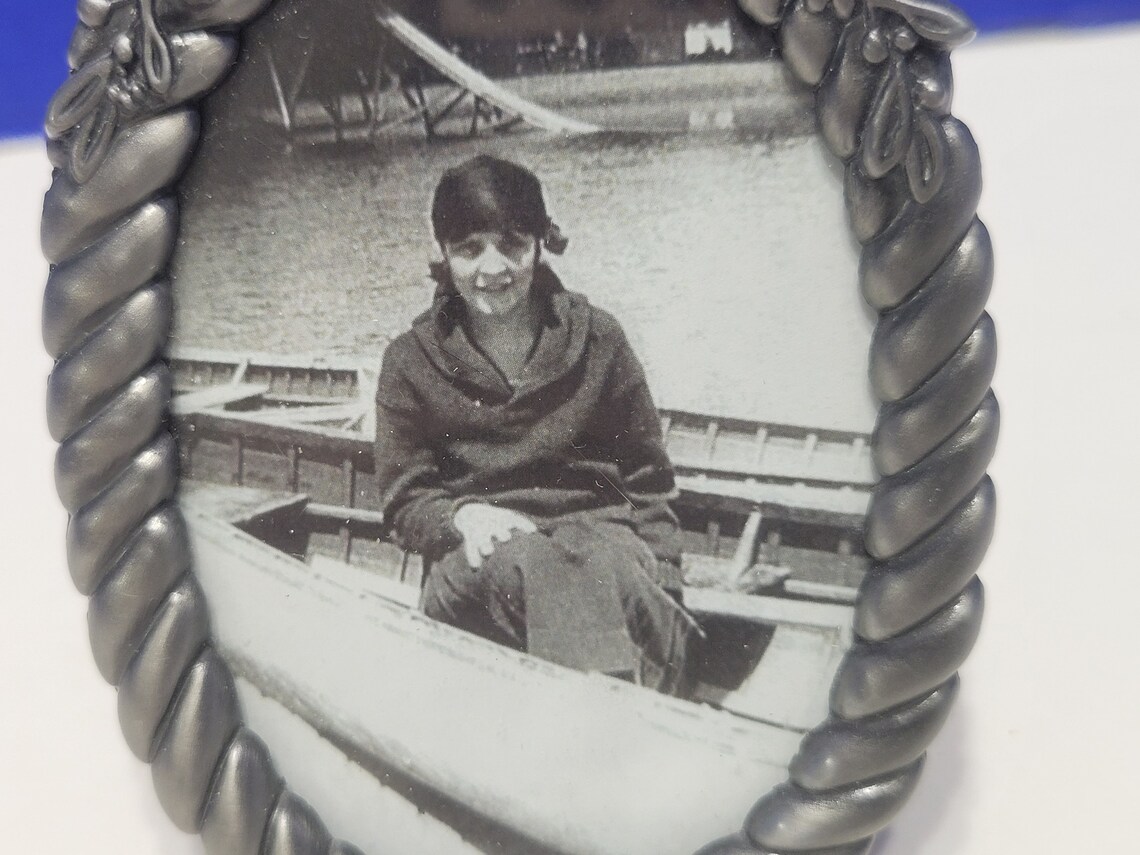 Vintage Small Oval Pewter Picture Frame With Flapper Girl - Etsy
