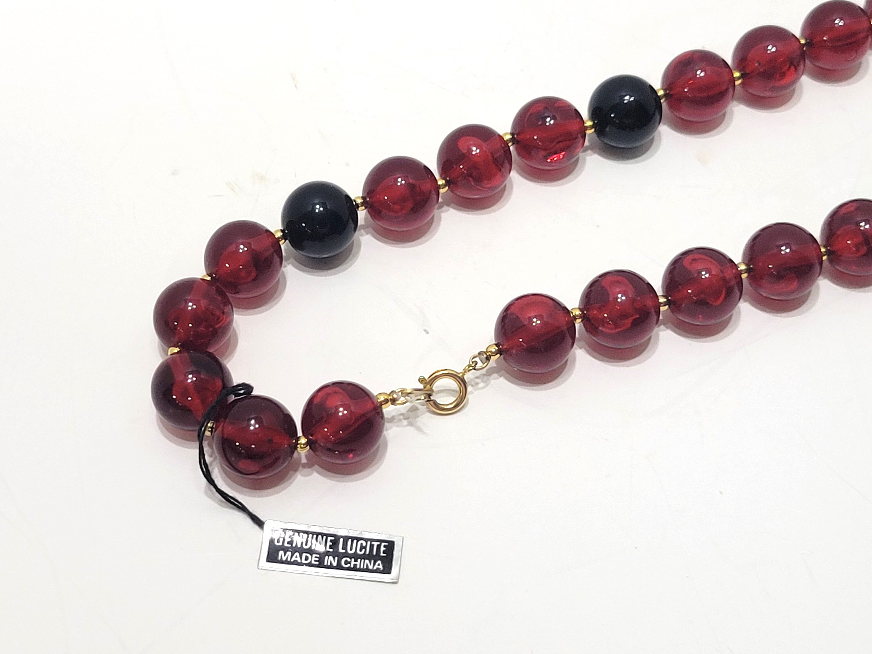 Vintage Red Lucite Large Beaded Necklace - Etsy