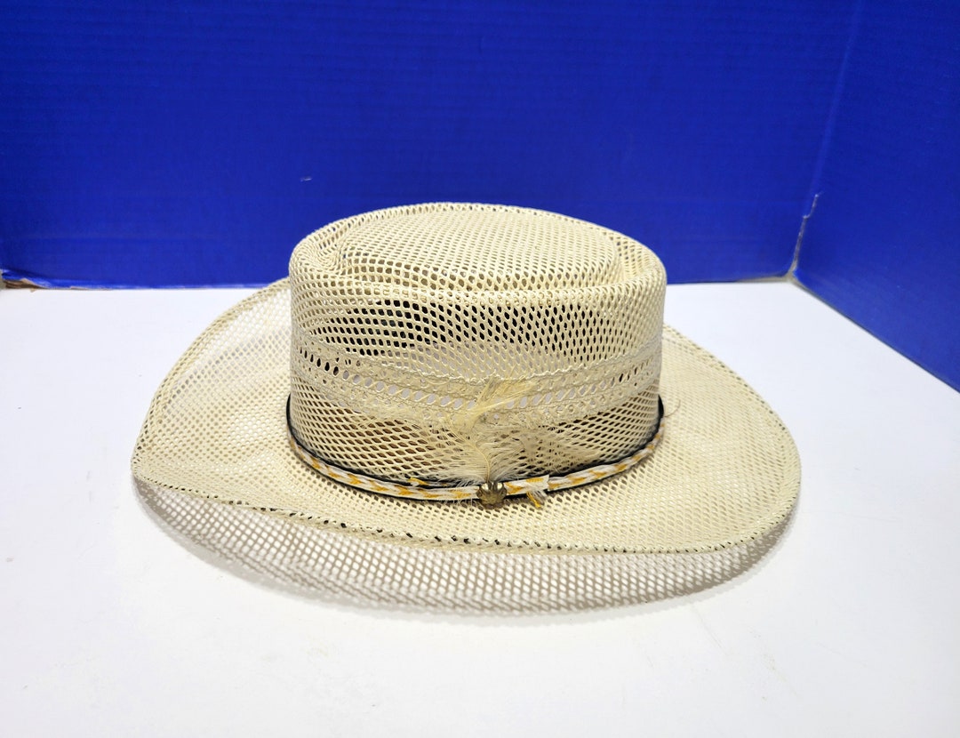 Vintage White Straw Cowboy Hat Made in Mexico Size 7 1/4 - Etsy