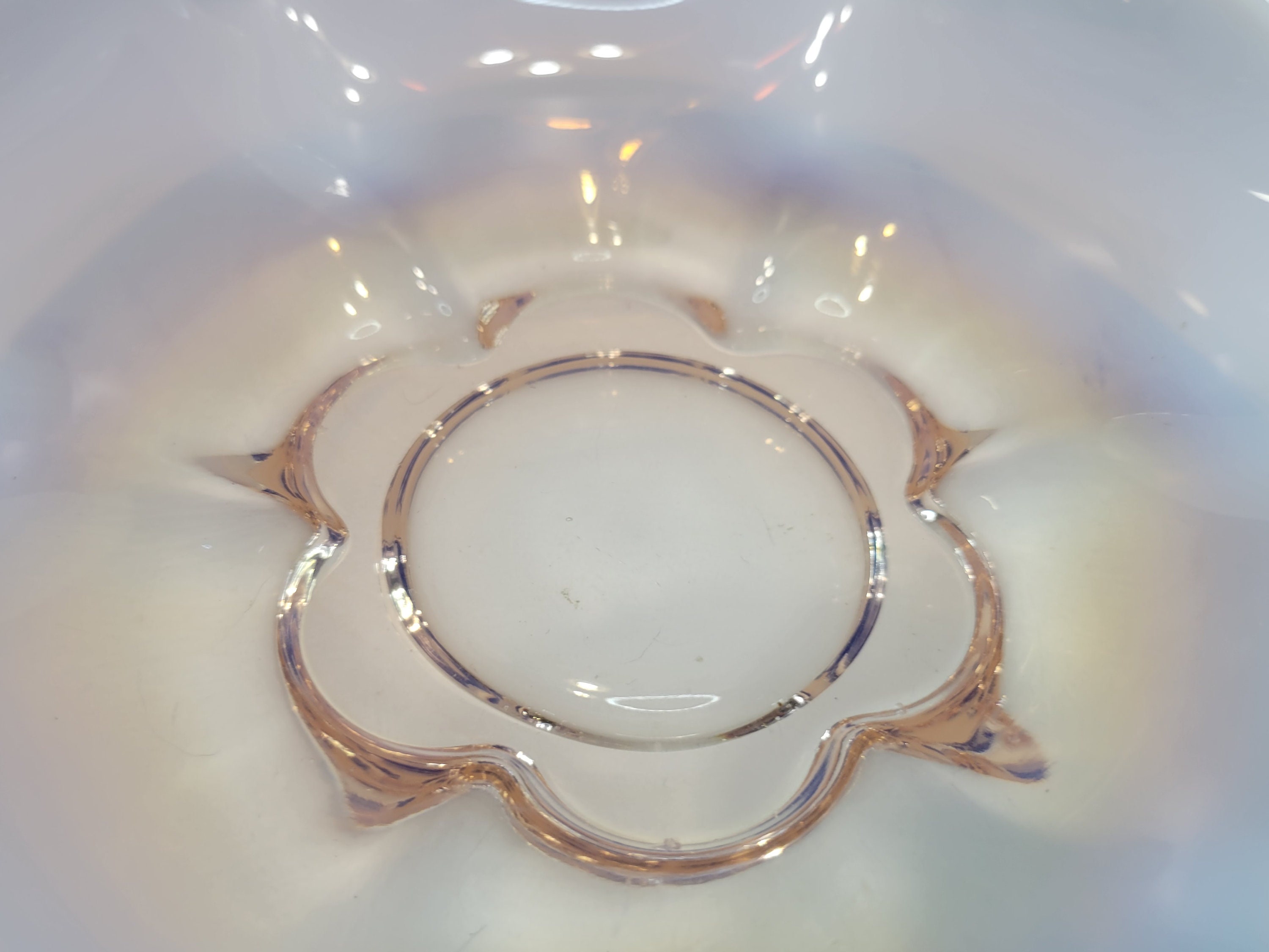 Vintage Duncan Miller Pink Opalescent Canterbury Glass Bowl