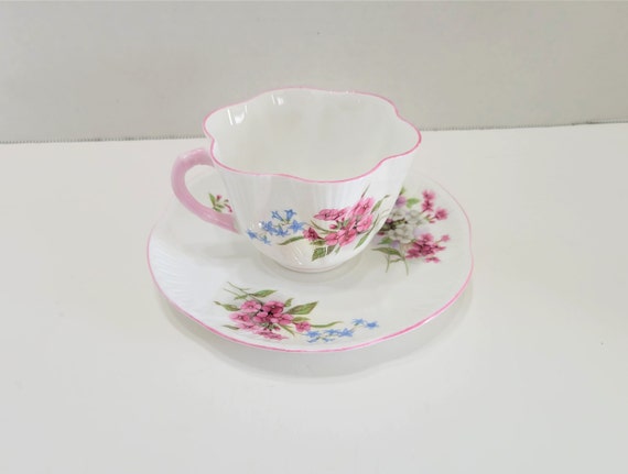 Vintage Shelley Stocks Pink Dainty Tea Cup and Saucer English - Etsy