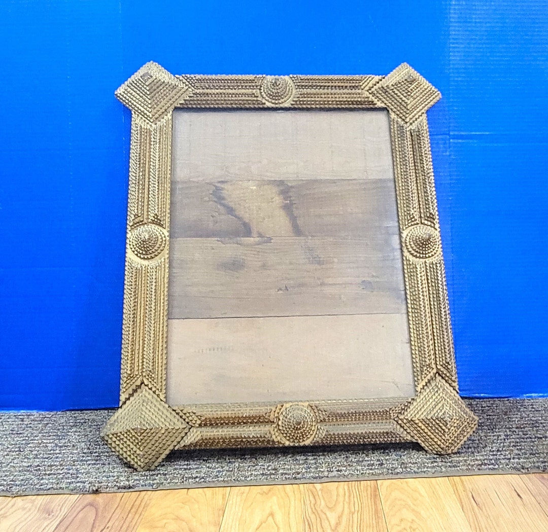 Antique Large Tramp Art Picture Frame Gold With Wavy Glass 28 - Etsy