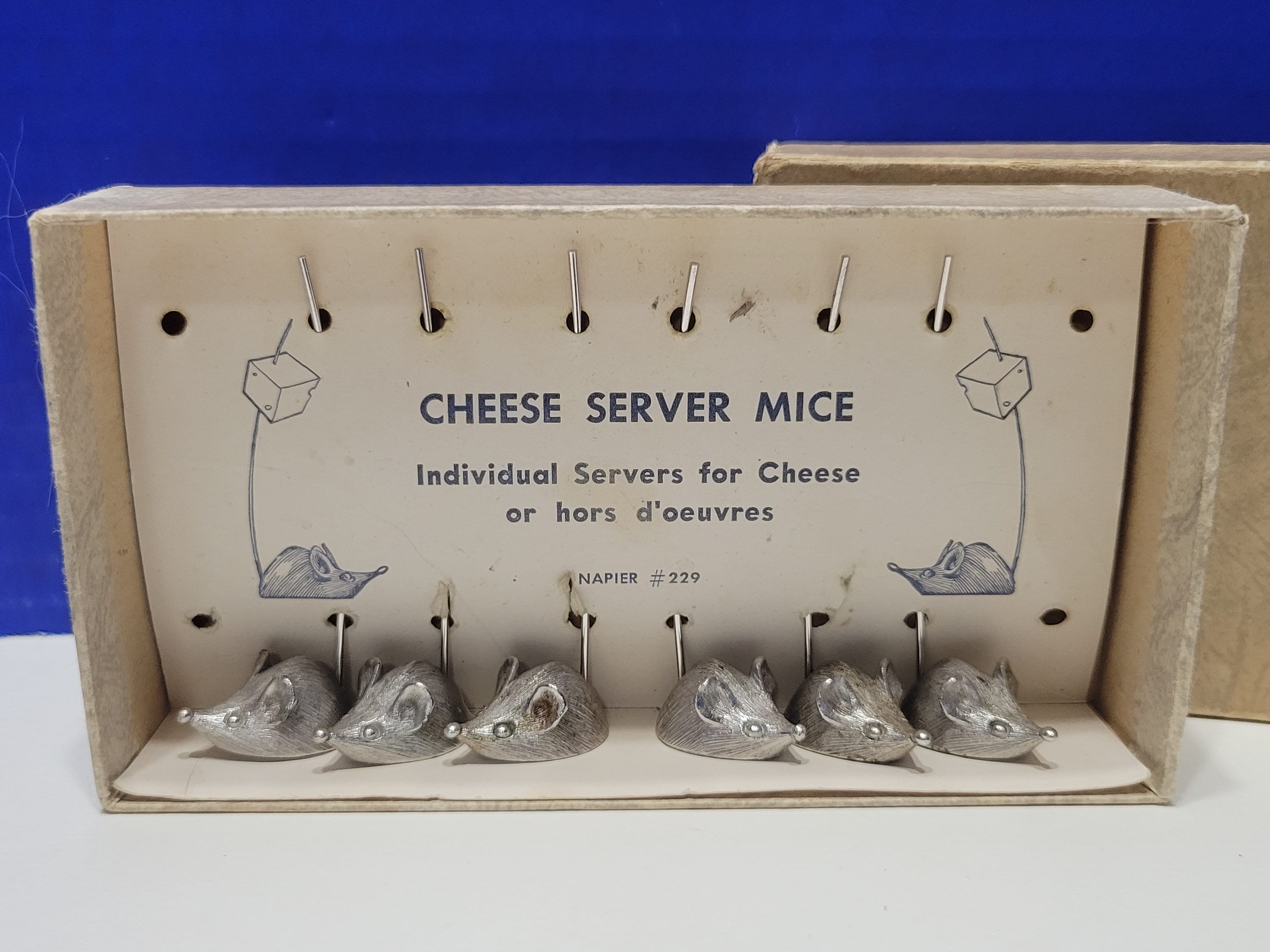 Vintage Napier Cheese Server Mice Set in Original Box