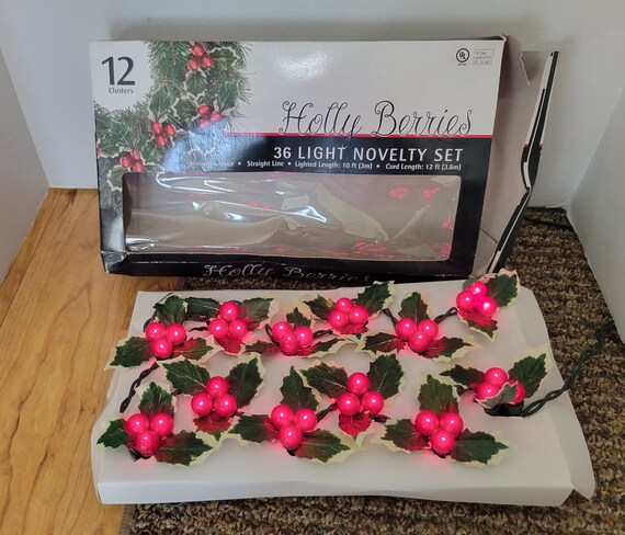 Vintage Holly Berry Christmas Light Strand in Box - Etsy