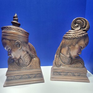 Midcentury Ceramic Asian Head Busts Book Ends - Etsy