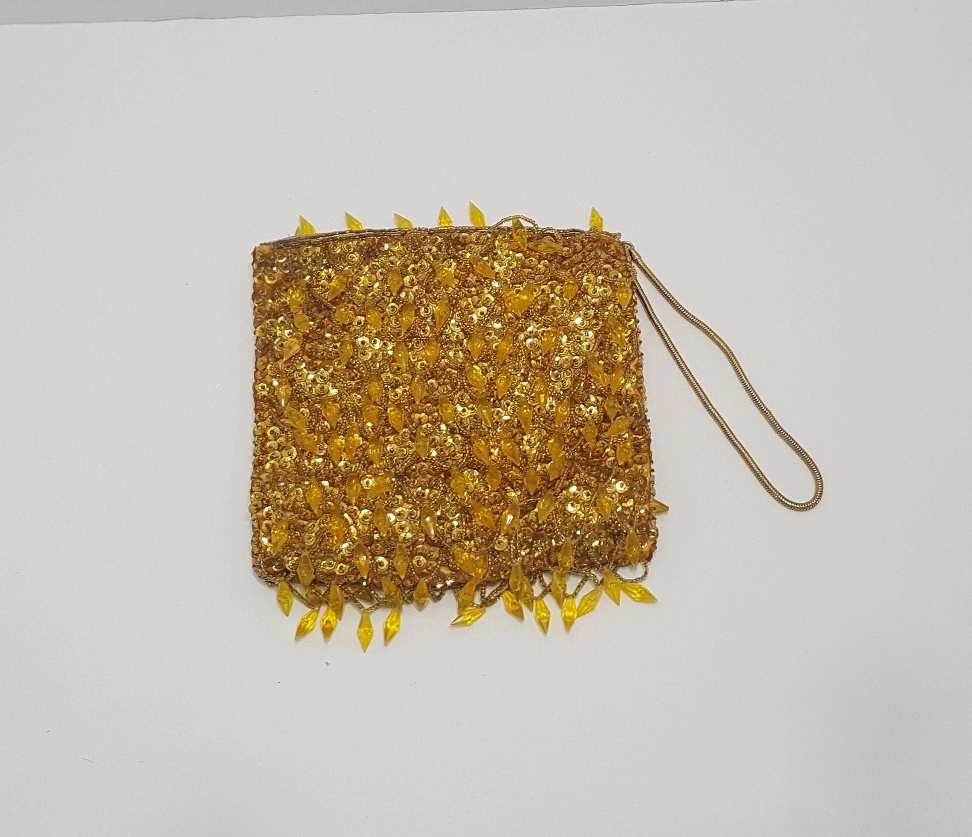 Vintage Gold Hanging Sequins Wristlet Purse | Etsy