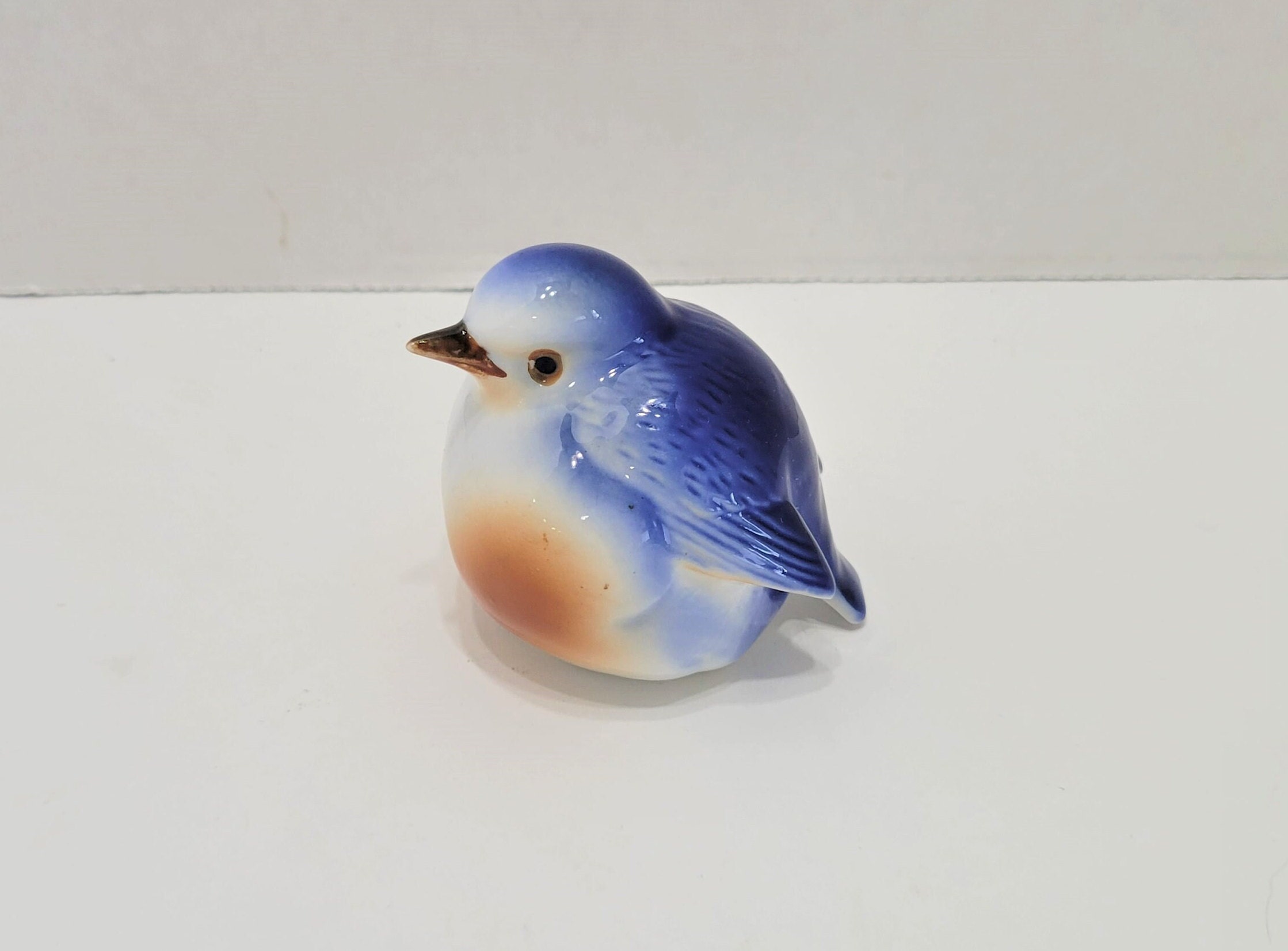 Vintage Fat Round Blue Bird Robin Figurine