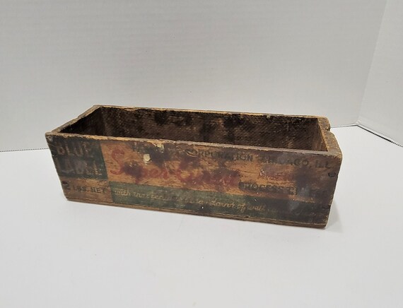 Vintage Blue Label Super Cured Wood Cheese Box 2 Pounds Rustic - Etsy