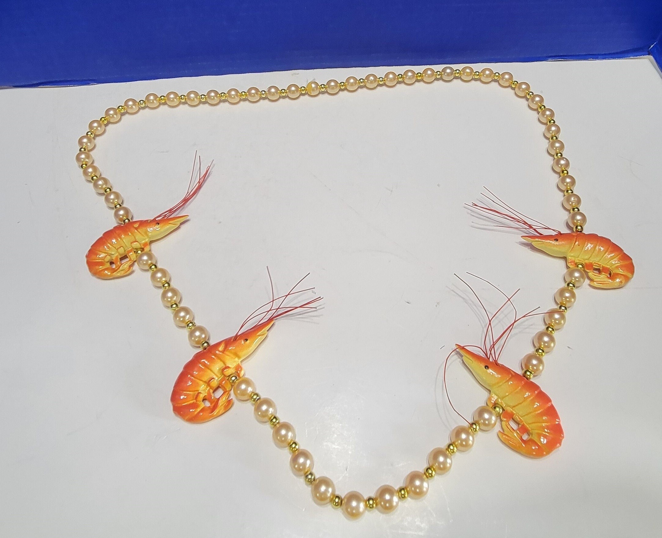 Vintage Pearl Necklace with Shrimp Mardi Gras Jewelry