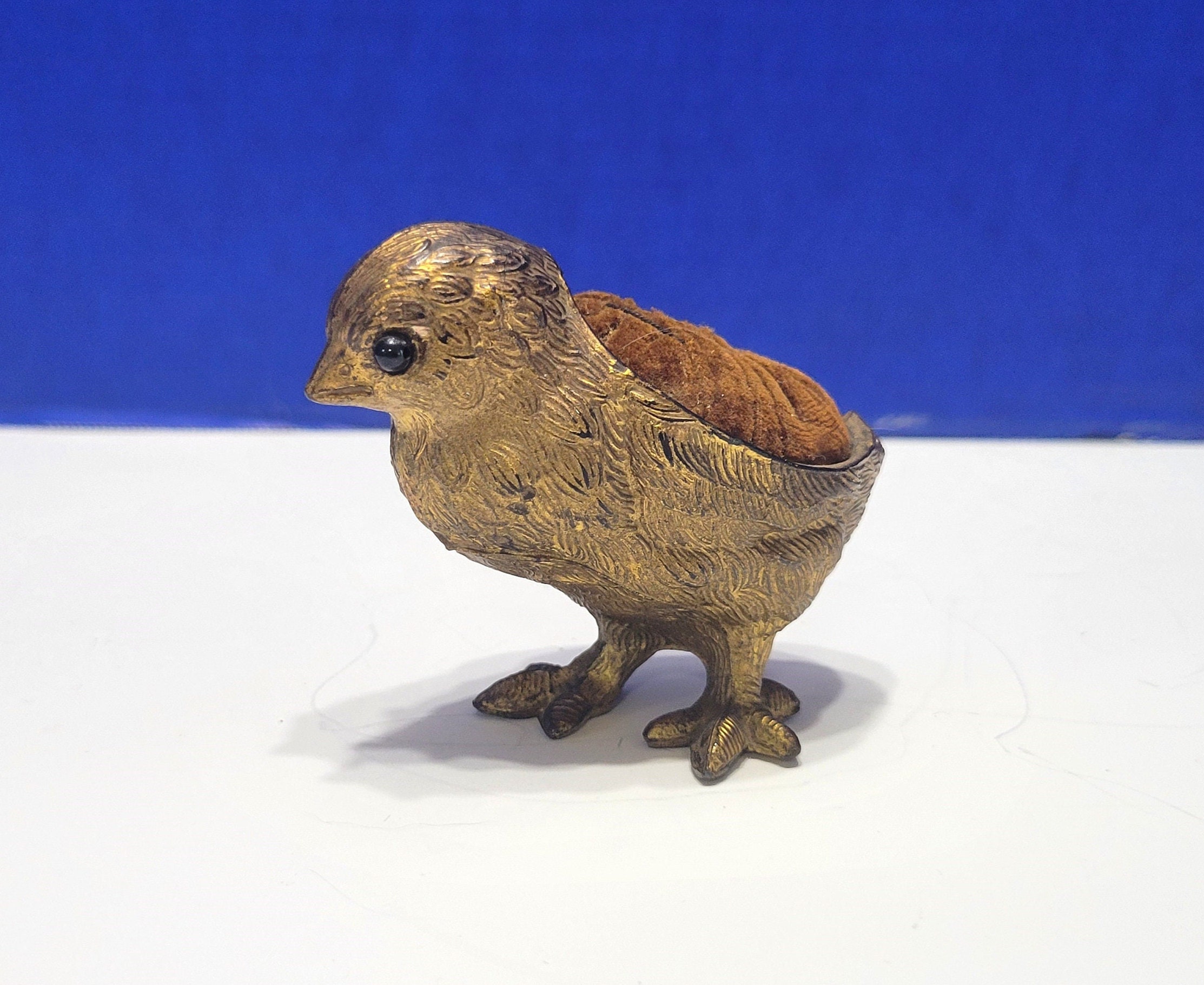 Antique Victorian Gold Bird Pin Cushion