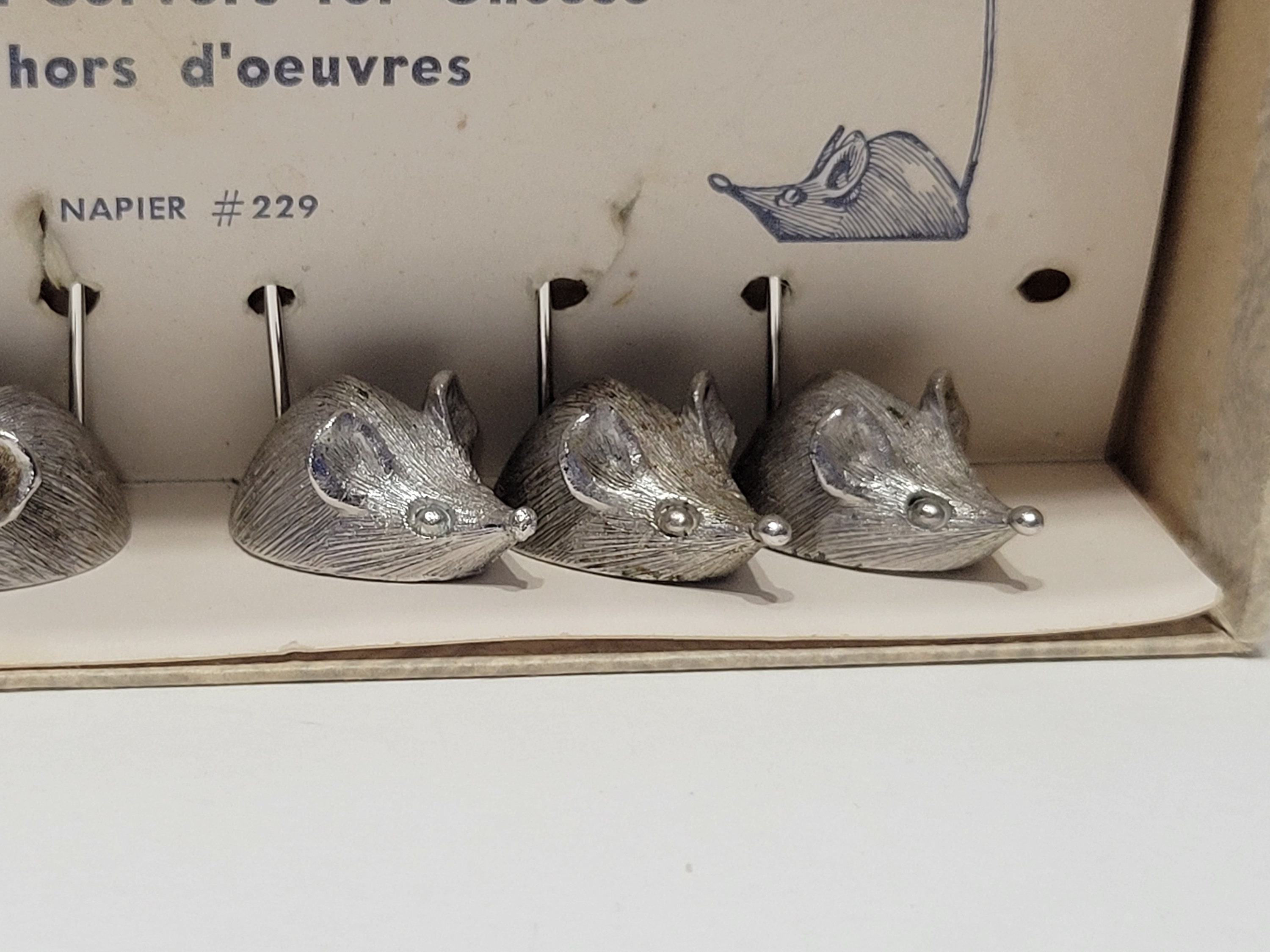 Vintage Napier Cheese Server Mice Set in Original Box