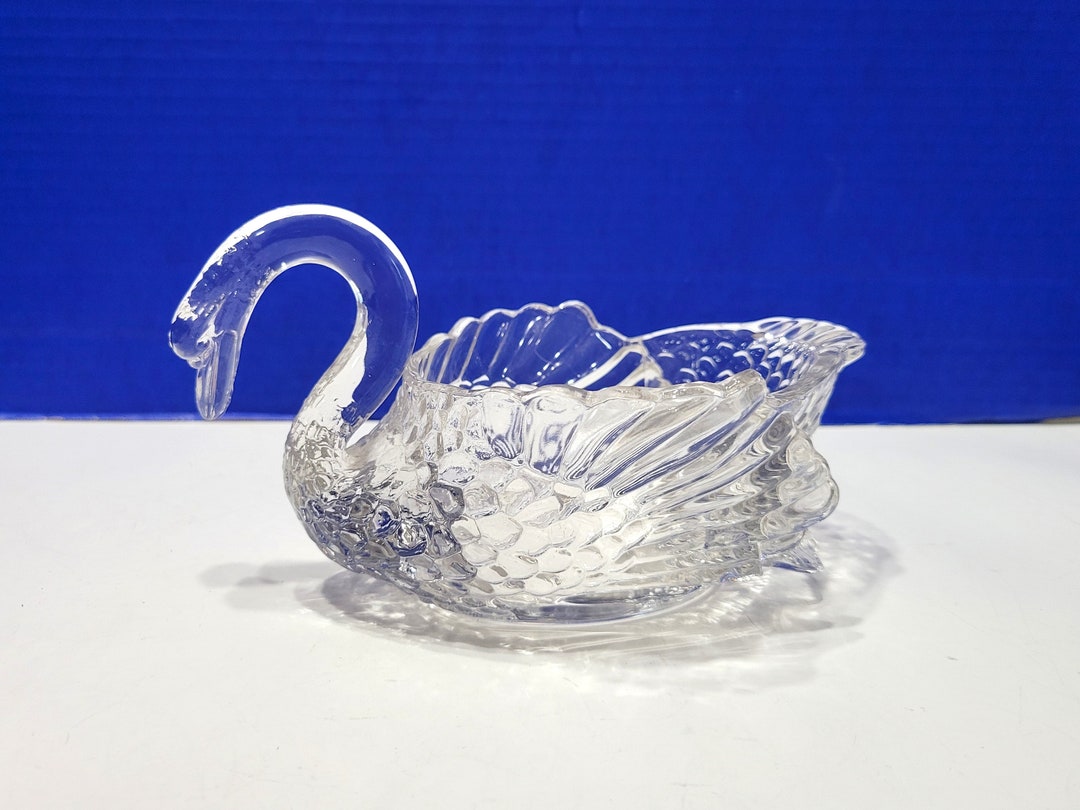 Vintage Clear Glass Swan Candy Dish - Etsy