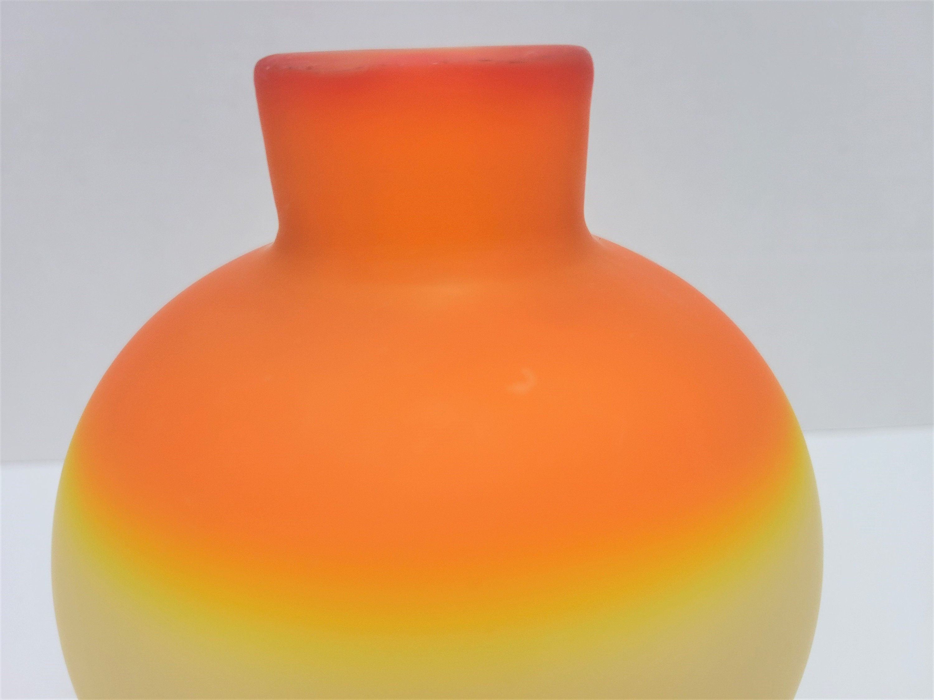 Vintage Amberina Satin Cased Glass Vase 7 Inches