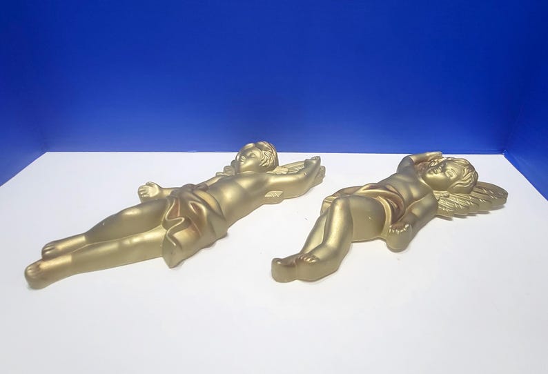 Vintage Miller Studios Gold Cherub Wall Plaques - Etsy