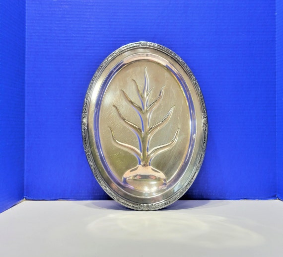 Antique Silverplate Oval Footed Meat Serving Tray With Tree of | Etsy