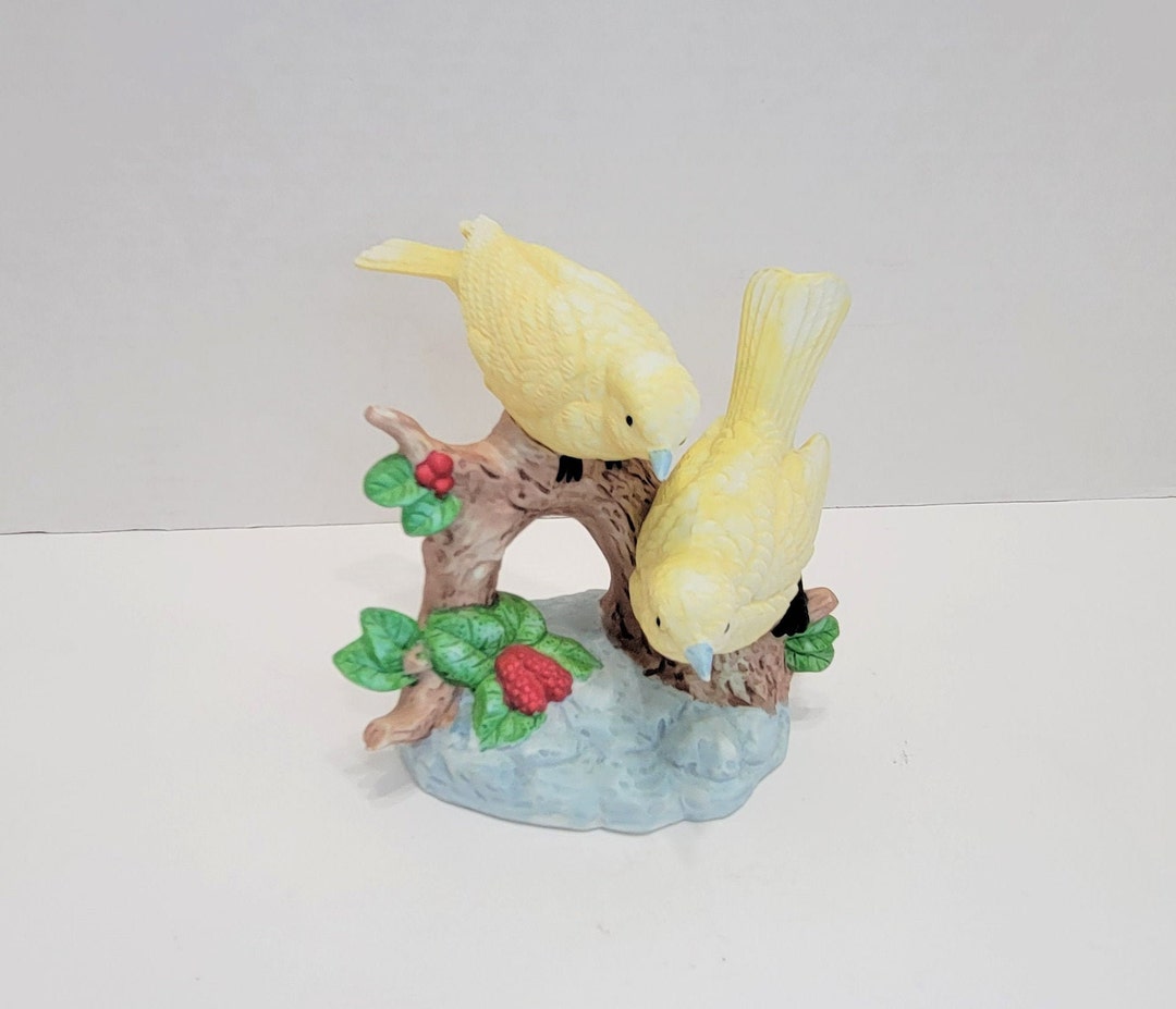 Vintage Pair of Yellow Birds on Berry Branch Figurine - Etsy