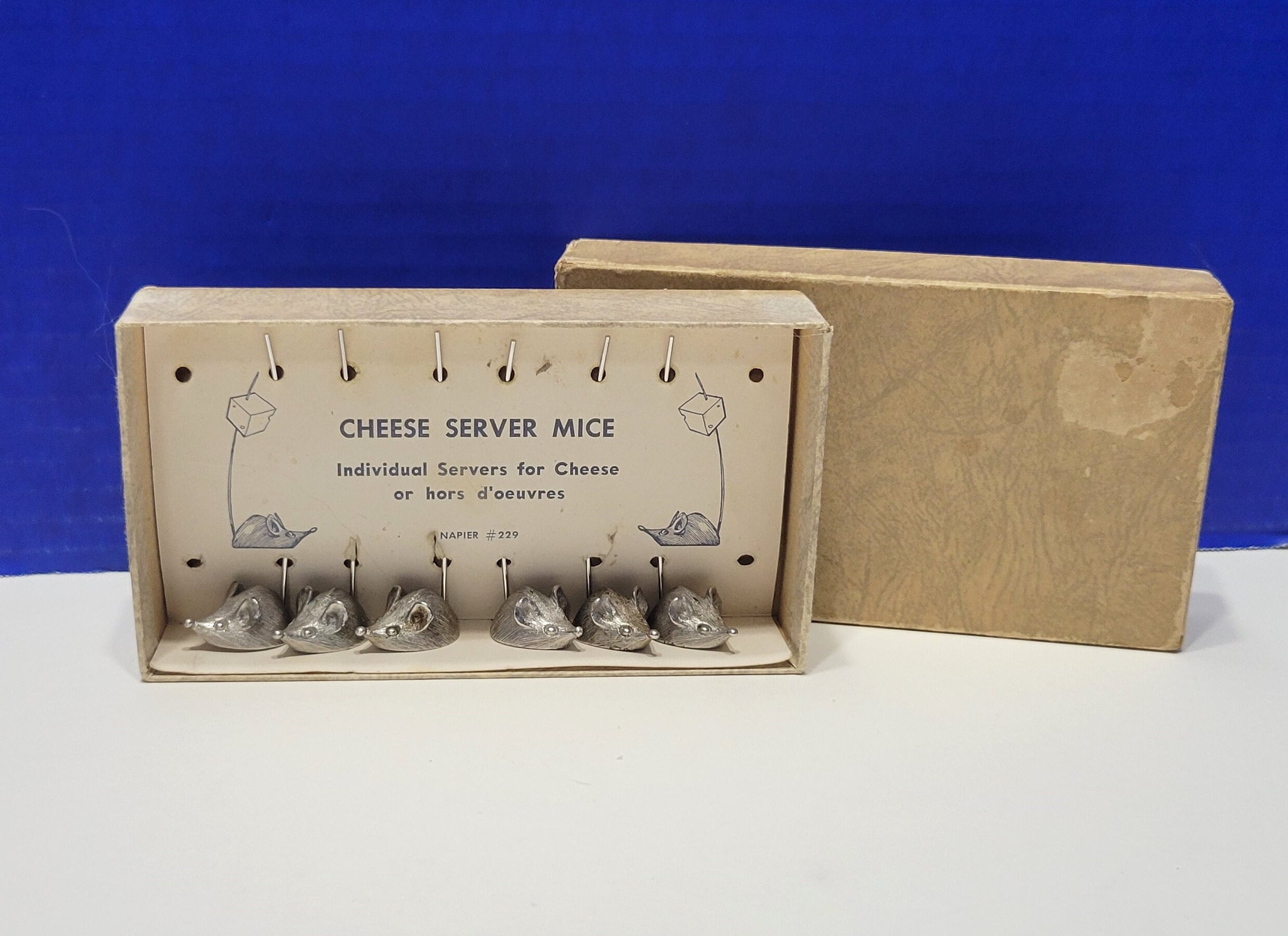Vintage Napier Cheese Server Mice Set in Original Box
