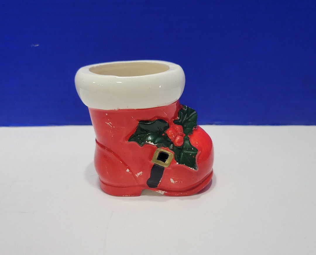 Vintage Red Santa Boot Christmas Planter Parma by AAI Made in - Etsy