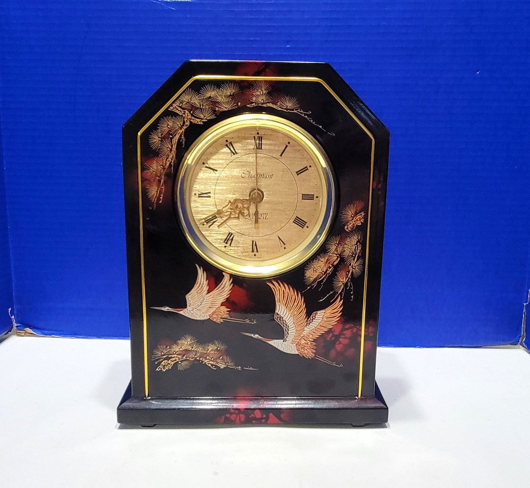 Vintage Flying Cranes Asian Mantel Clock Made in Japan - Etsy