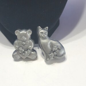 Vintage Pewter Teddy Bear Jewelry Set Brooch, Earrings, Necklace in Box - Etsy