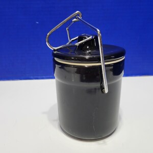 Vintage Black Stoneware Butter Crock With Bale Clasp Lid - Etsy
