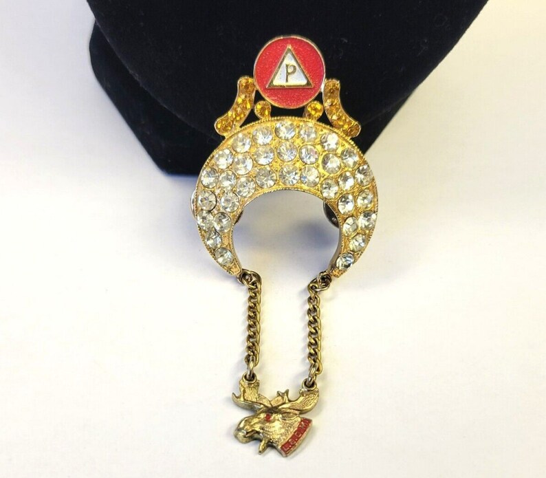 Vintage Loyal Order of the Moose Brooch Rhinestone Pin - Etsy