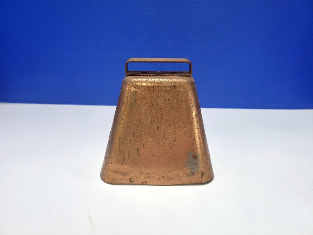 Large Vintage Copper Colored Metal Cow Bell 5