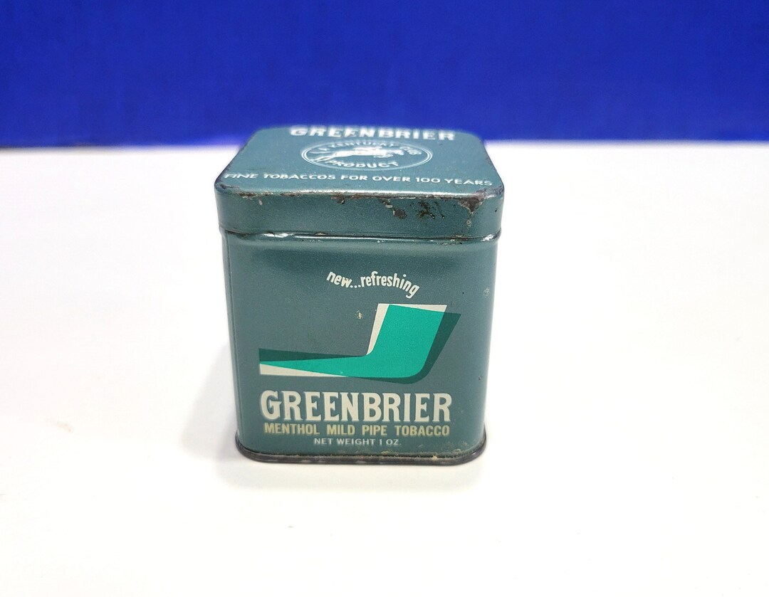 Vintage Greenbrier Menthol Mild Pipe Tobacco Square Tobacco Tin Collectible Tobacciana - Etsy