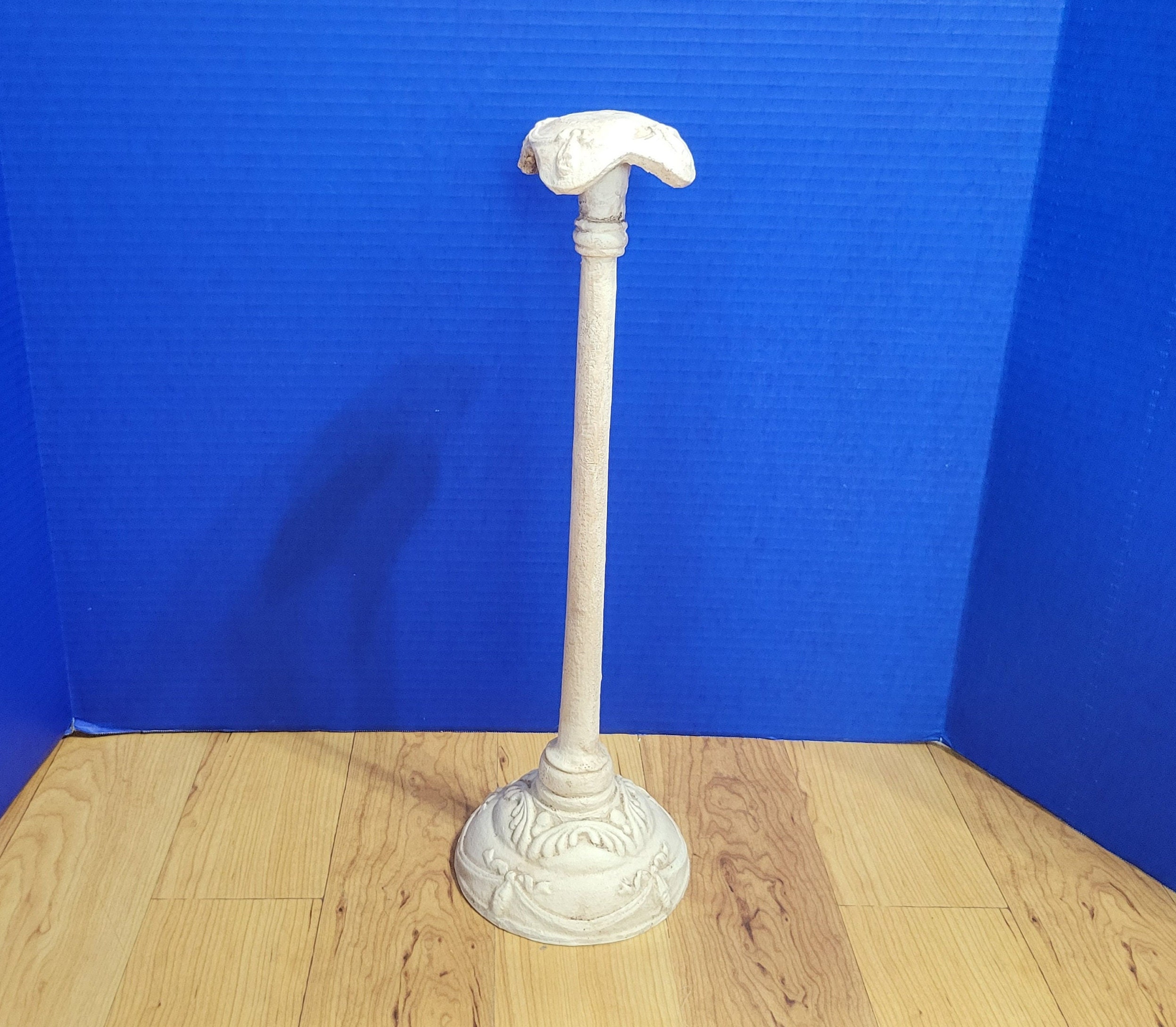 Vintage Tall White Hat Stand Ornate Hat Form Store Display