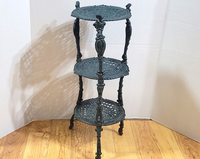 Vintage Verdigris Cast Iron Plant Stand 3 Tier Ornate Floral Legs - Etsy