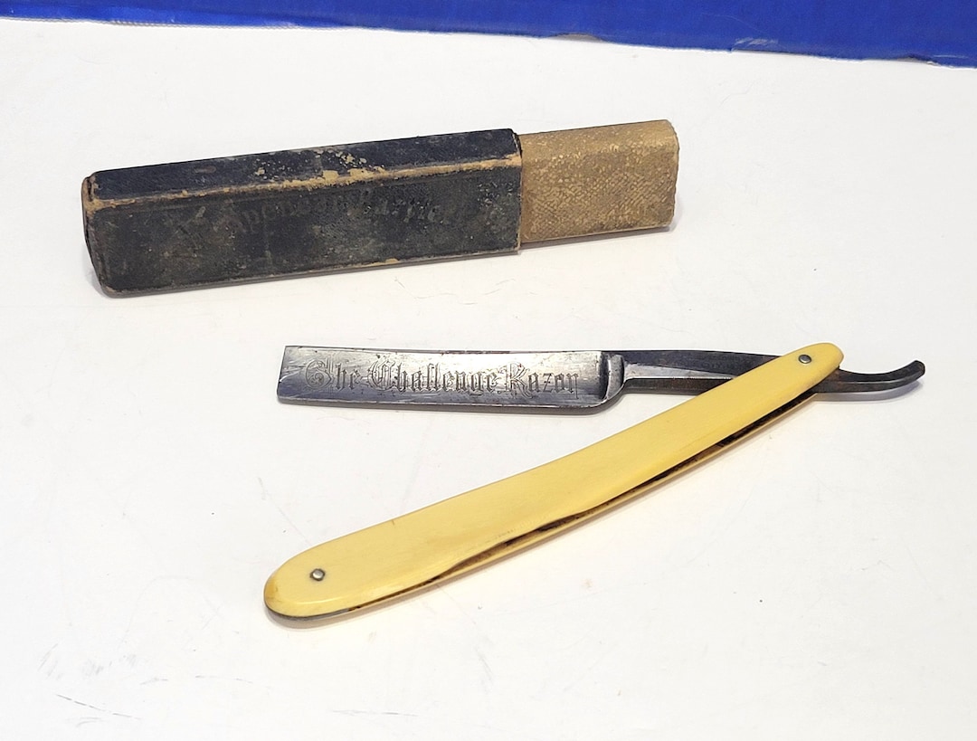 Vintage Straight Razor the Challenge Razor Yellow Handle - Etsy