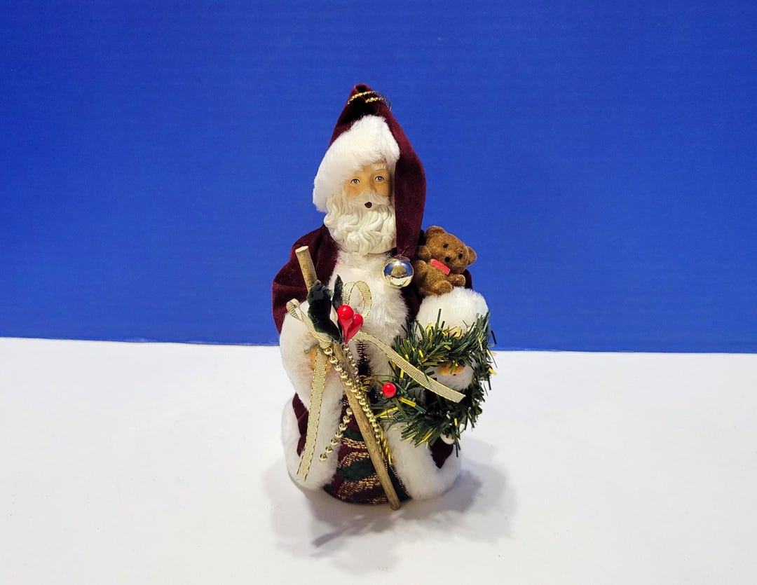 Vintage Santa With Teddy Bear Tree Topper Ornament - Etsy