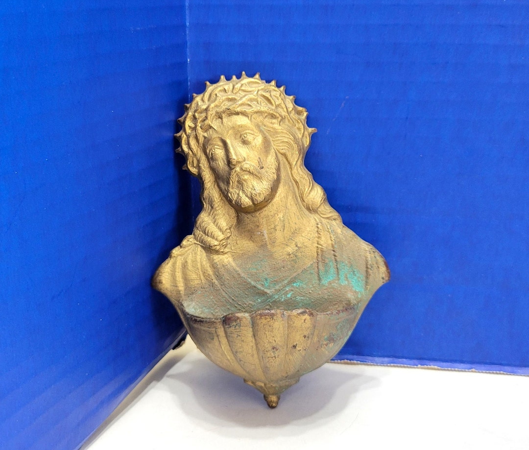 Vintage Jesus Holy Water Font Gold Cast Iron - Etsy