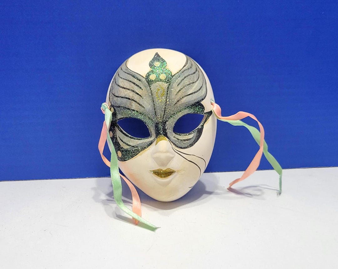 Vintage Ceramic Theater Mask Glitter Butterfly With Ribbons Wall ...