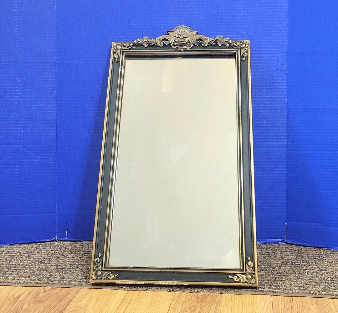 Antique Art Deco Wood Gilt Mirror Black and Gold Ornate Finial - Etsy