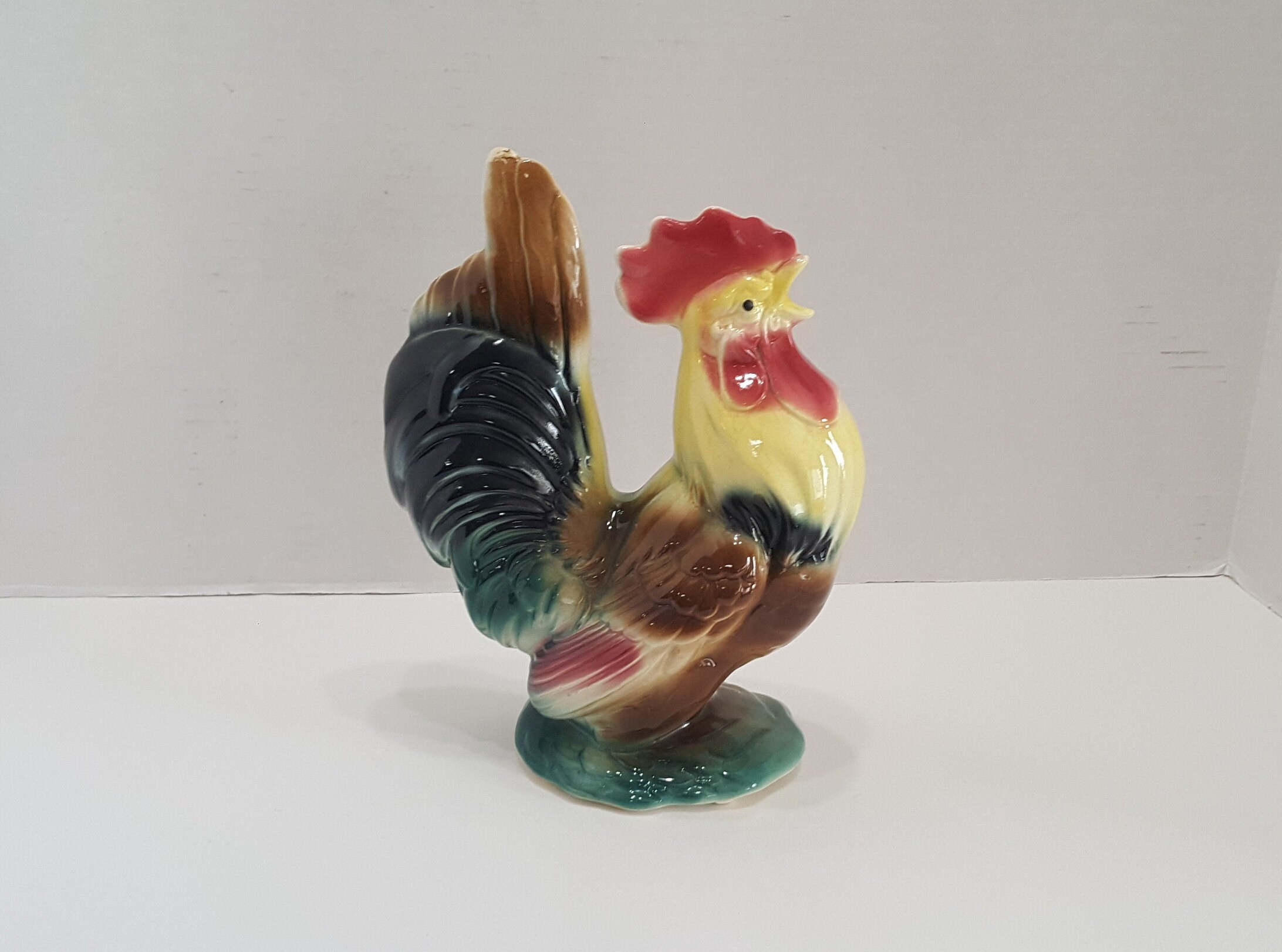Vintage Large Colorful Rooster Figurine