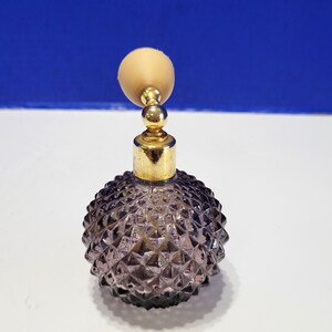 Vintage Purple Glass Perfume Bottle Diamond Point With Atomizer - Etsy