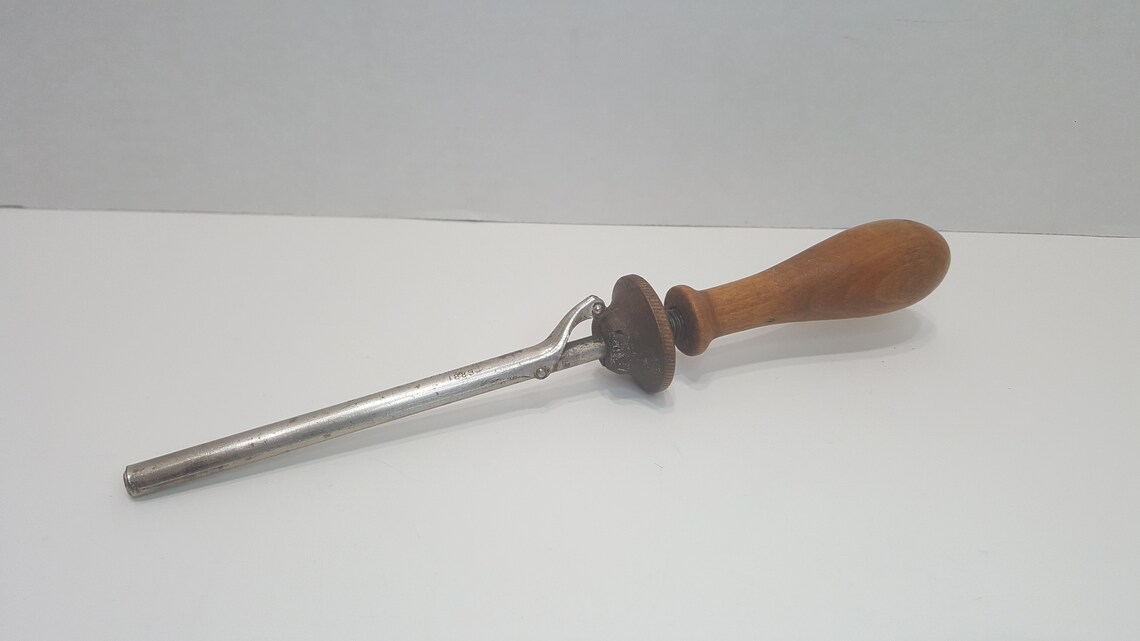 Antique Victorian Hair Curling Iron Rod with Wood Handle | Etsy