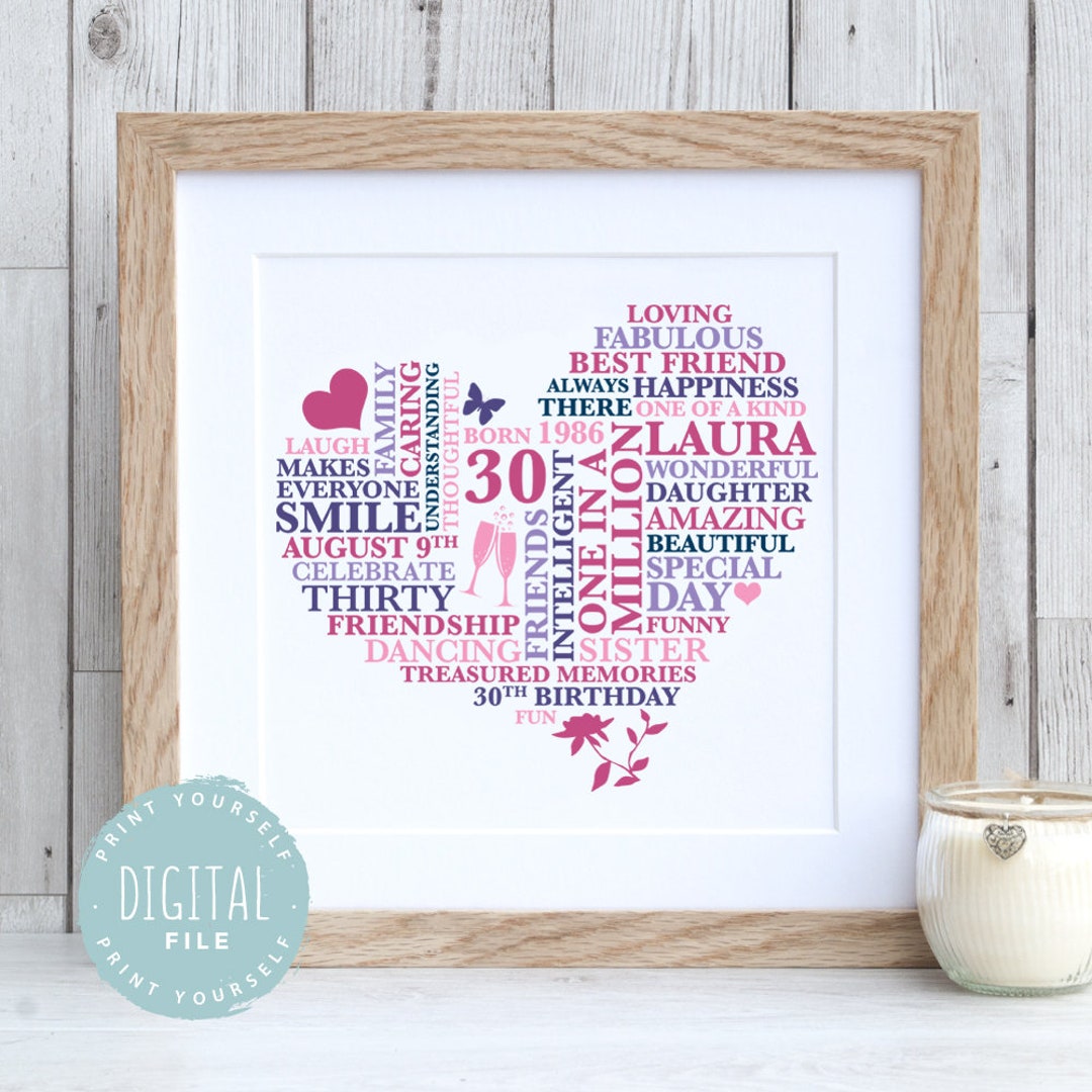 30th Birthday Gift for Her | Printable File | Personalized Gift for ...