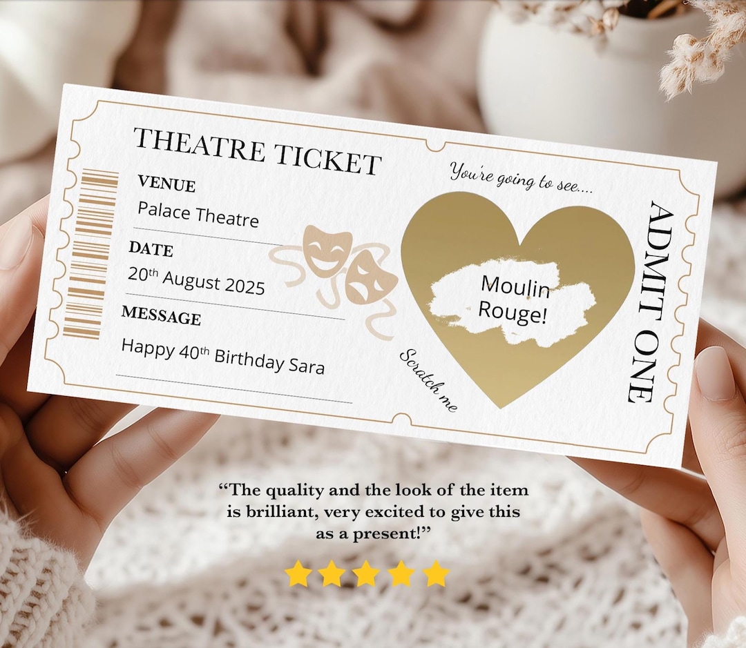 Theatre Scratch Card - Theatre Ticket - Personalised Play Voucher ...