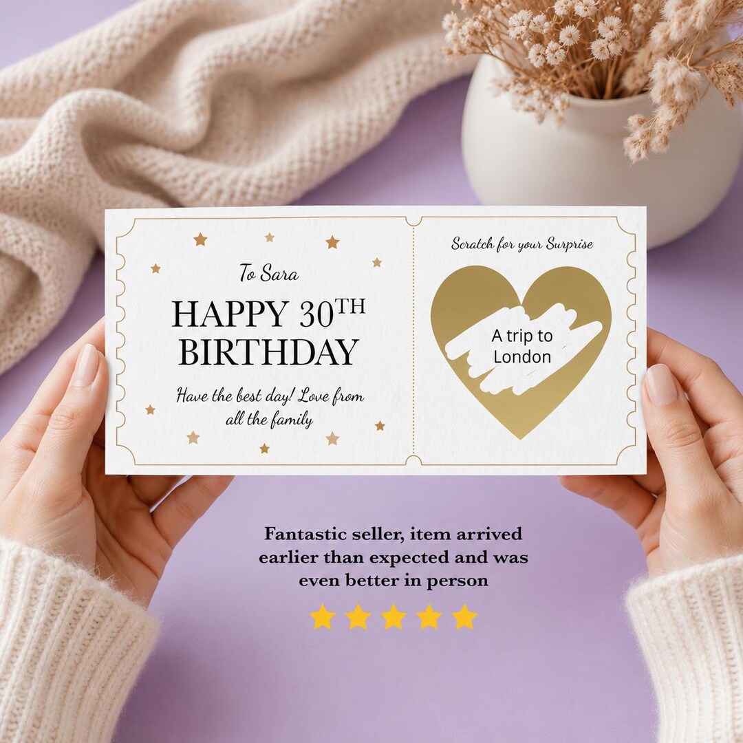 Personalised Birthday Scratch Card, Surprise Scratch Reveal, Travel ...